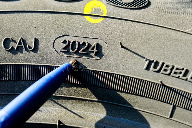 Side View of Tire with Designation that Specify of Week and Year of ...