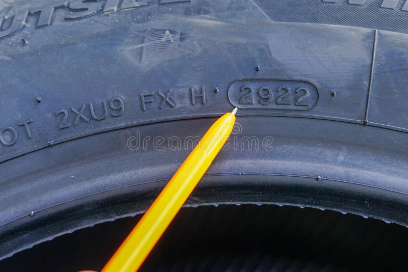Side View of Tire with Designation of Week and Year of Tire Production ...