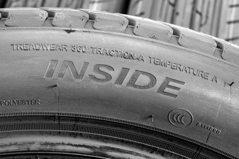 Side View of a Tire with an Indication of Tire Inside and Treadwear ...
