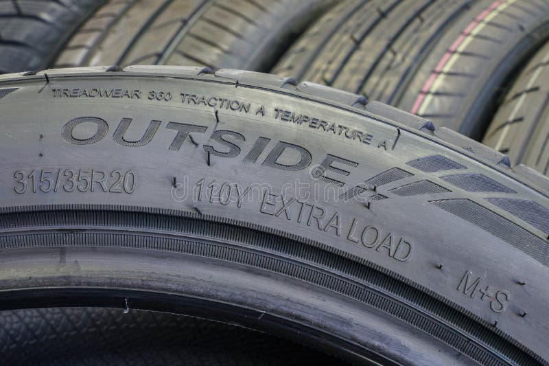Side View of a Tire with an Indication of Tire Outside, Width, Height ...