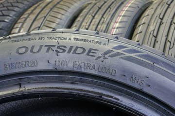 Side View of a Tire with an Indication of Tire Outside, Width, Height ...
