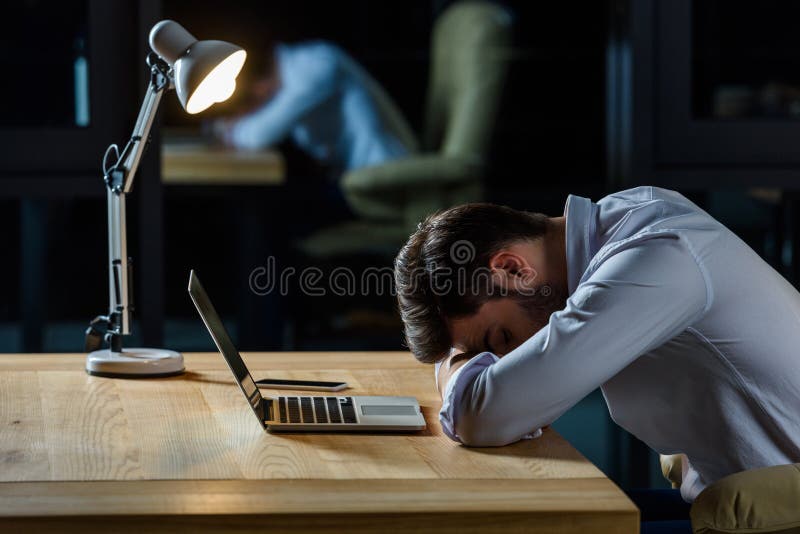 Side View of Tired Businessman Stock Image - Image of ...