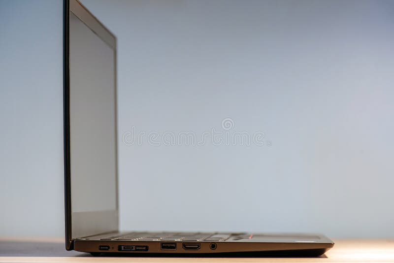 Side View To the Slim Laptop Stock Image - Image of tool, data: 213943027