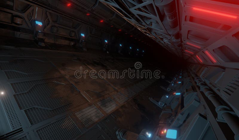 Top Metal Ceiling in Laboratory Control Room in Dark Scene Stock ...