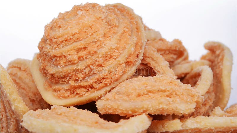 Traditional Chinese Snack of Deep Fried Biscuits Rotating Stock Video ...