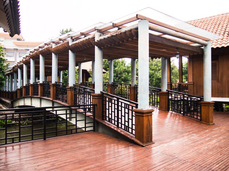 Side View of Traditional Wooden Bridge Classic Design Editorial Stock ...