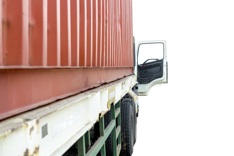 Side View of the Truck with Red Trailer Stock Photo - Image of isolated ...