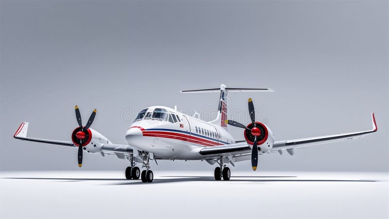 Side View of a Twin-engine Airplane with Wing-mounted Propellers and ...