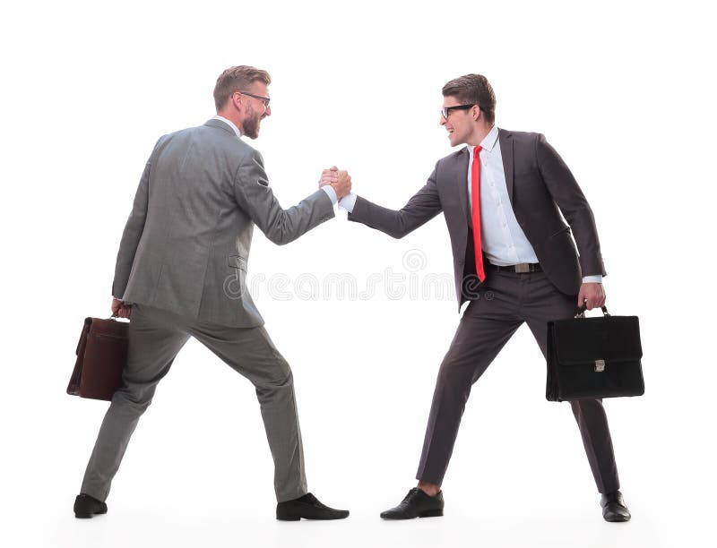 Side View. Two Business Competitors Showing Their Strength Stock Image ...