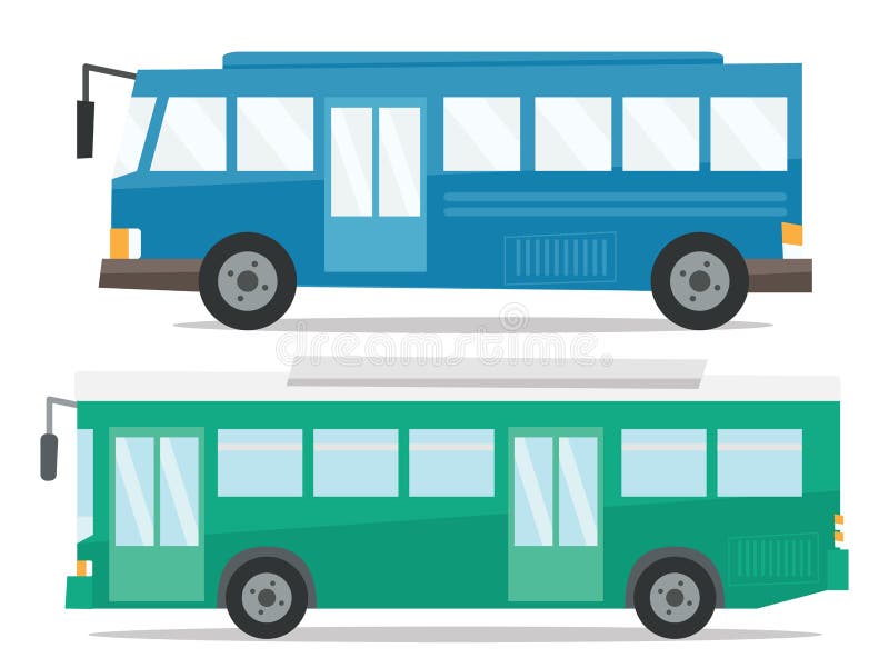 Side View of Two City Buses Vector Illustration. Stock Vector ...