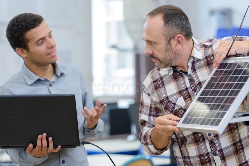 Side View Two Engineer Discussing about New Project Stock Photo - Image ...