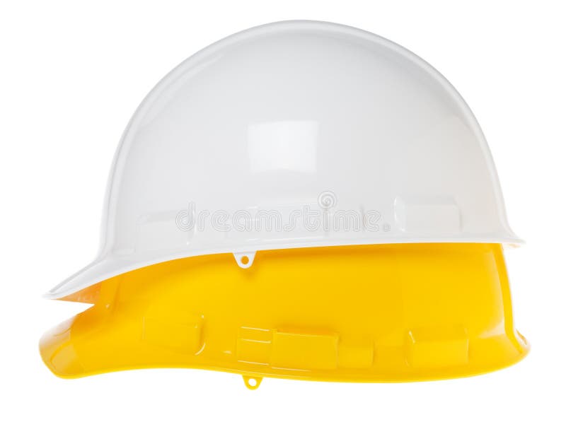 Isolated Hard Hat - Side White & Yellow Stock Photo - Image of ...