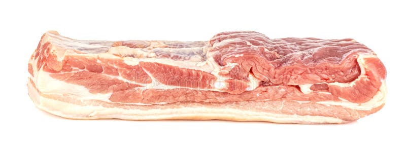 Side View of Uncooked Pork Belly with a Thin Layer of Fat Isolated on ...
