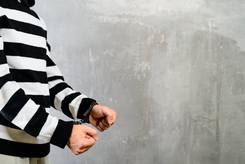 Side View of Unidentified Prisoner in Prison Stripped Uniform St Stock ...