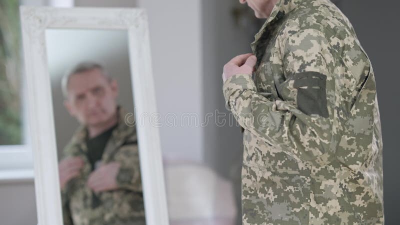 Side View of Unrecognizable Officer Adjusting Military Uniform Looking ...