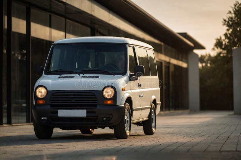 Side View of the VAN on the Street Stock Illustration - Illustration of ...