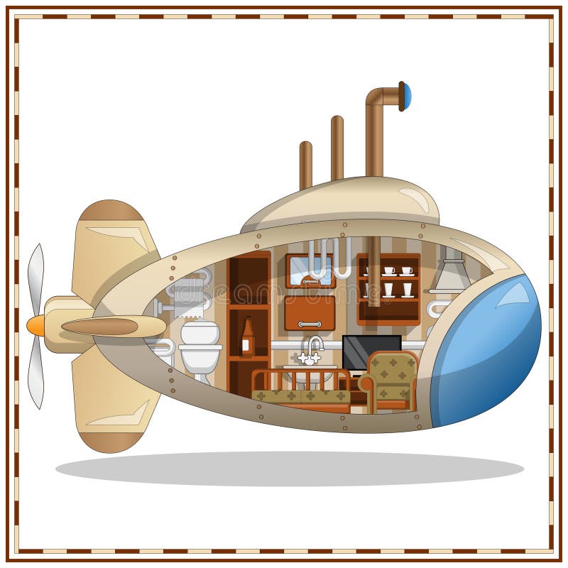 The Interior of the Submarine. Stock Vector - Illustration of engine ...