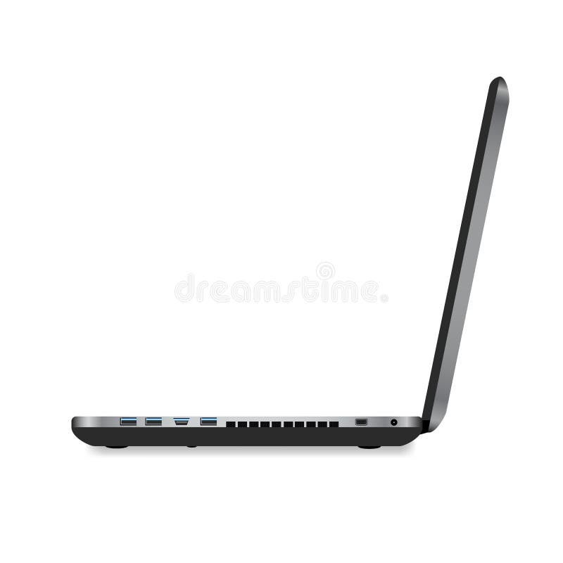 Side View of Vector Laptop, Isolated on White Background Stock Vector ...