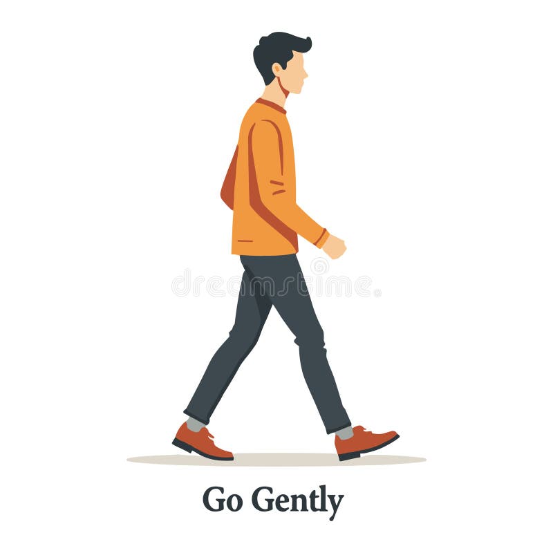Side View Vector of a Young Man Walking Gently Forward in Casual ...