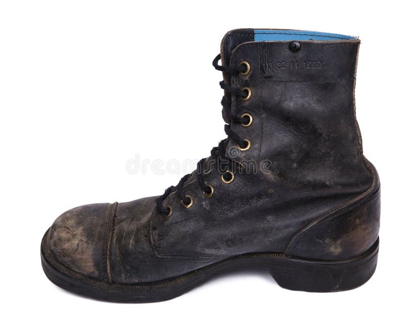 Isolated Used Army Boot - Inner Side View Stock Image - Image of ...
