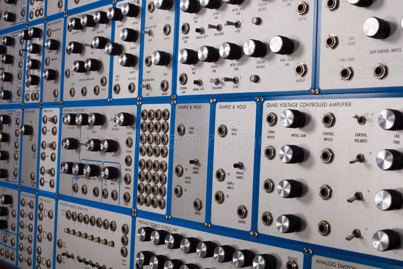 Side View of Vintage Analog Modular Synthesizer Stock Photo - Image of ...