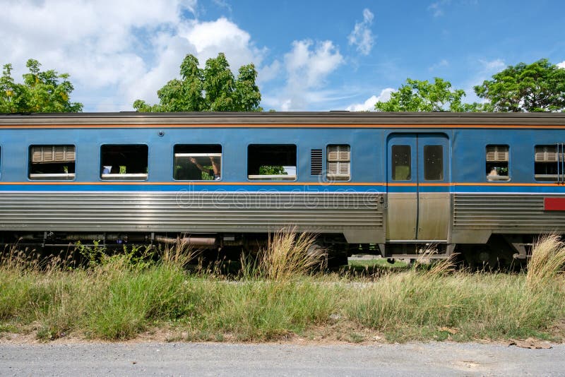 Side View Vintage Bogie Train on Rail Stock Photo - Image of outdoors ...