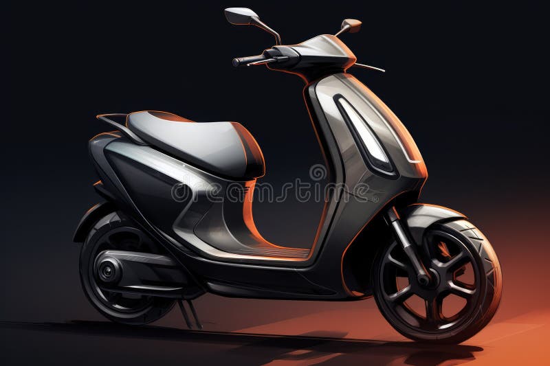 Side View of Vintage Scooter, Sketch Stock Image - Image of horizontal ...