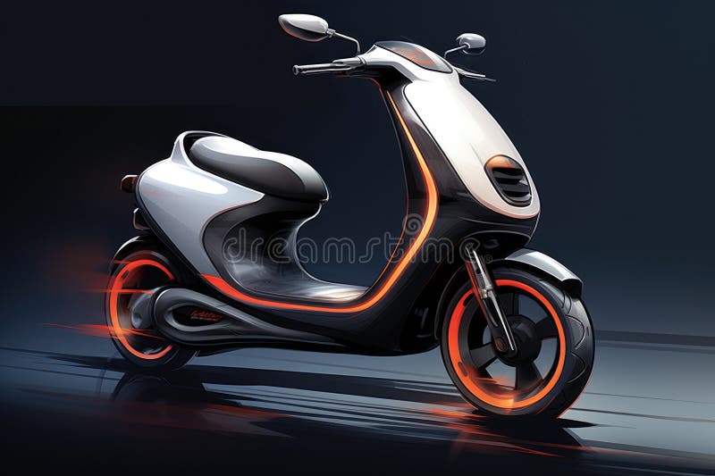 Side View of Vintage Scooter, Sketch Stock Image - Image of transport ...