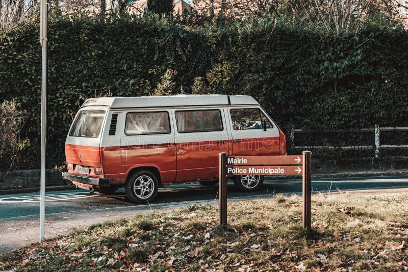 Side View of a Volkswagen Van with Trees Background Editorial Stock ...
