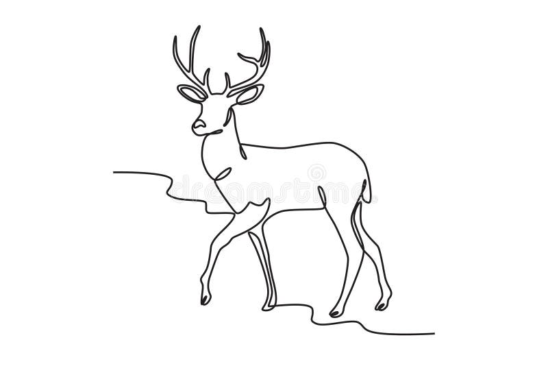 Side View of a Walking Deer Stock Illustration - Illustration of male ...