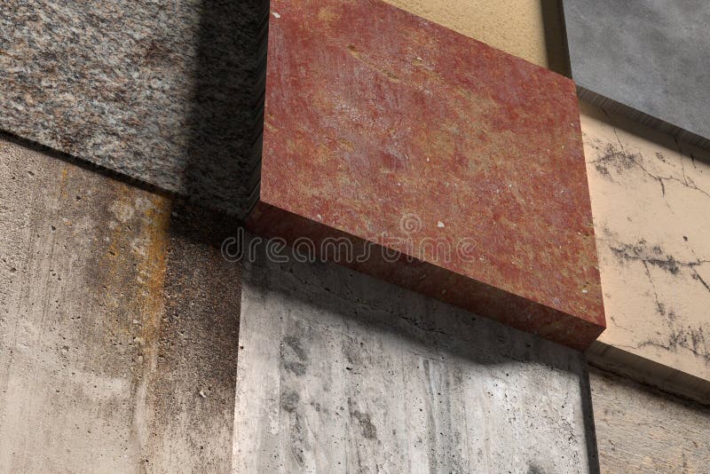 Side View on Wall Made of Square Elements Stock Illustration ...