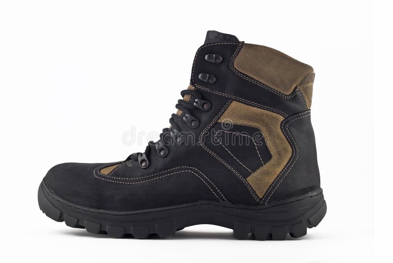 Side View of Warm Leather Boot Stock Image - Image of furskin ...