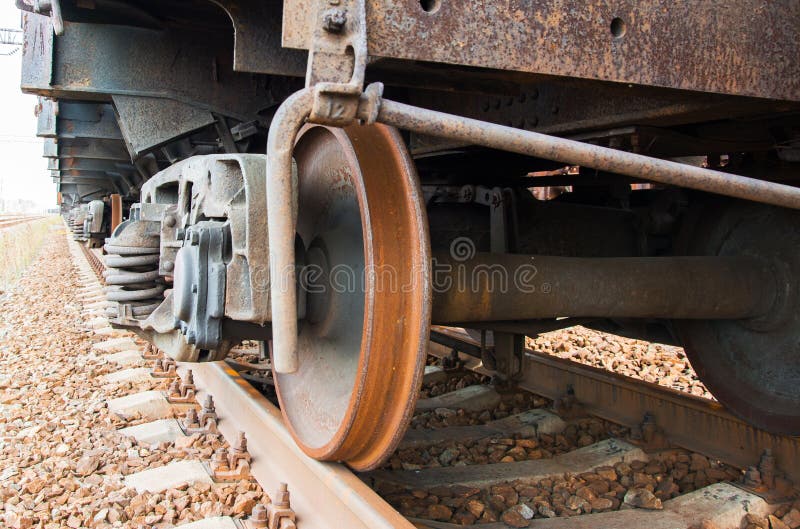 Side View of Wheel Wagon of Old Rusty Freight Train Stock Photo - Image ...