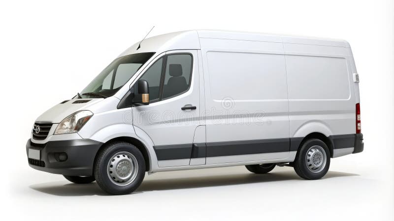 Side View White Delivery Van, 3D Render Stock Illustration ...
