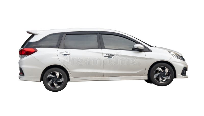 Side View of White Hatchback Car Isolated on White Background with ...