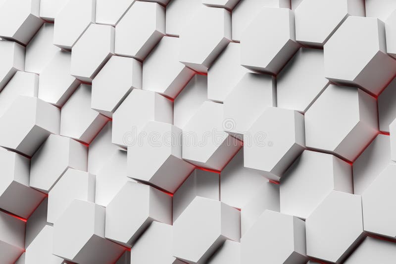 Side View of White Hexagon Pattern Wall Stock Illustration ...