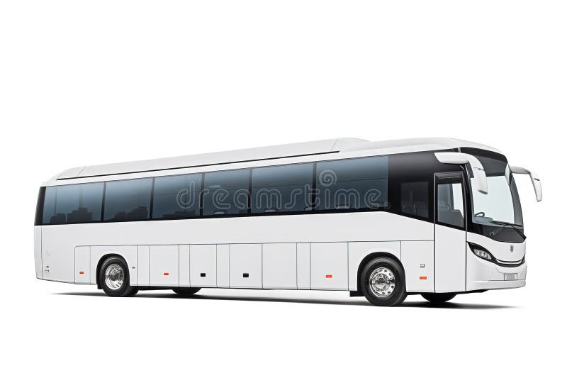 Side View of a White Intercity Bus Isolated on a White Background ...