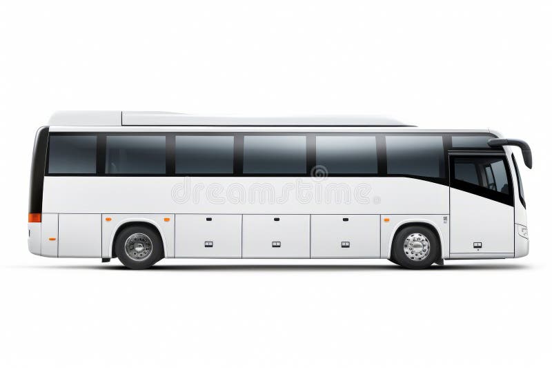 Side View of a White Intercity Bus Isolated on a White Background ...