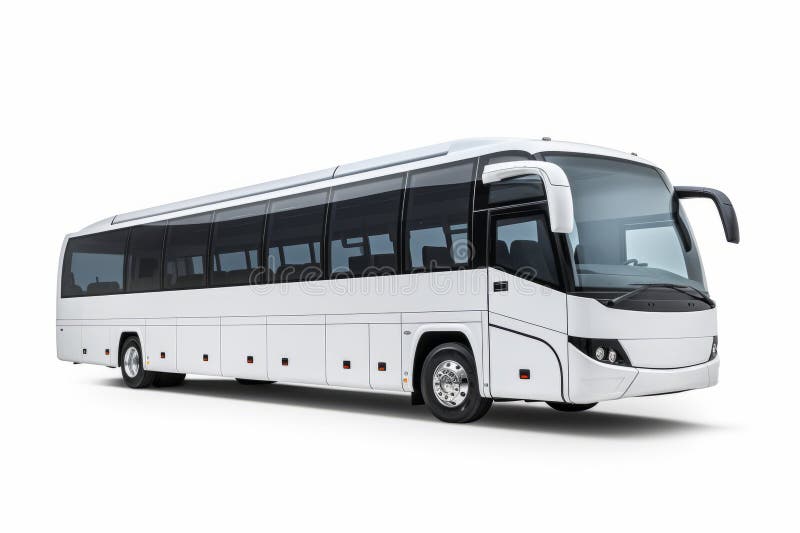 Side View of a White Intercity Bus Isolated on a White Background ...