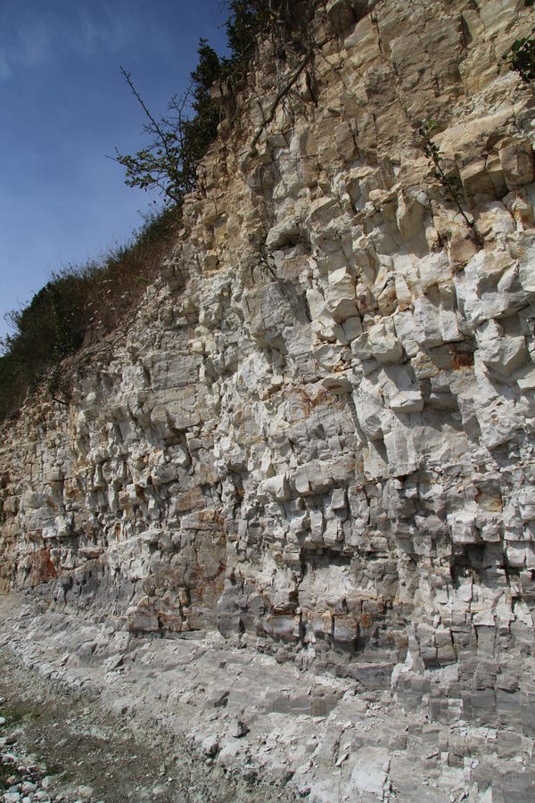 Side View of a White Limestone Cliff Coast in Arnager, Bornholm Stock ...