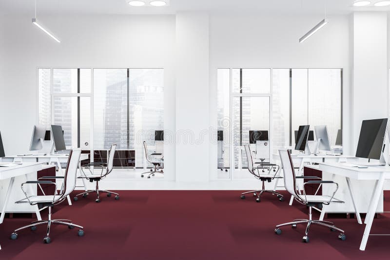 Side View of White Office with Red Carpet Stock Illustration ...