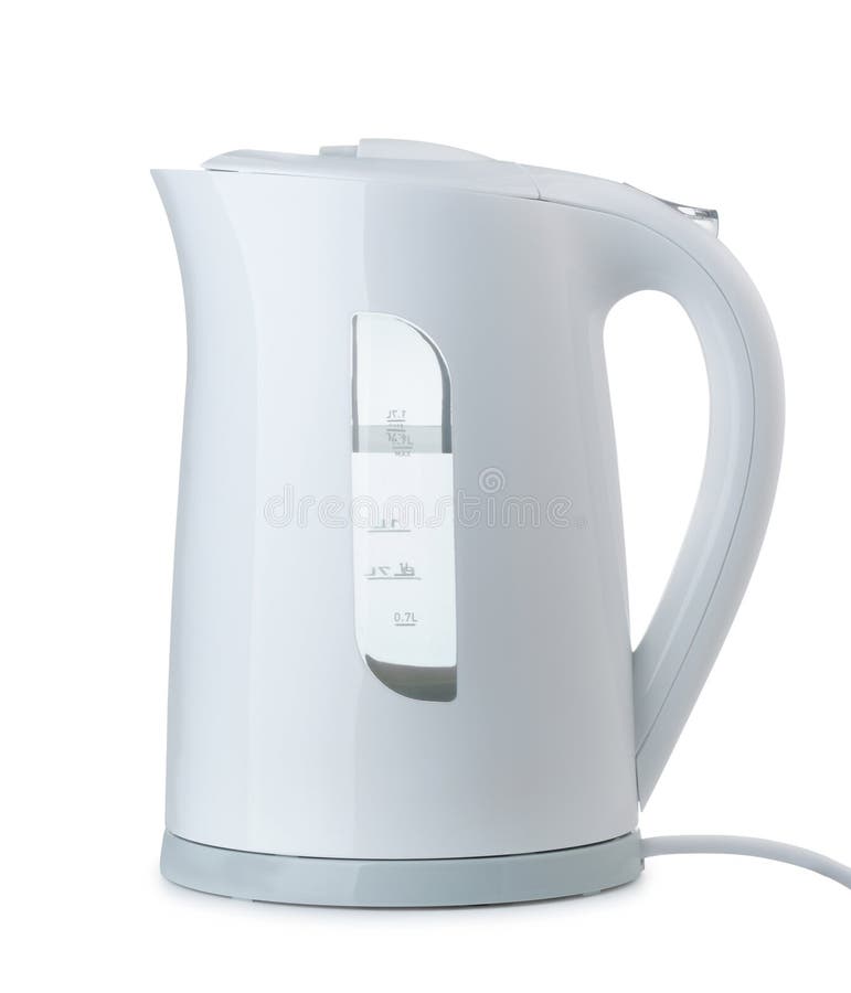 Side View of White Plastic Upright Electric Kettle Stock Photo - Image ...