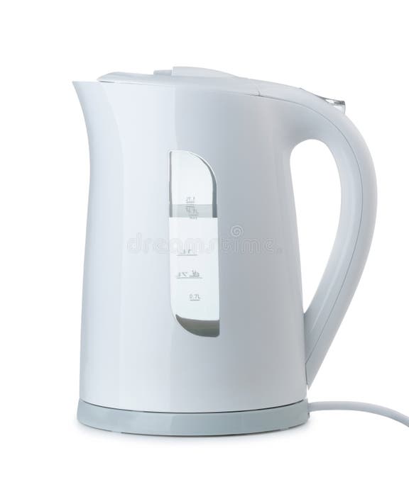 Side View of White Plastic Upright Electric Kettle Stock Photo - Image ...