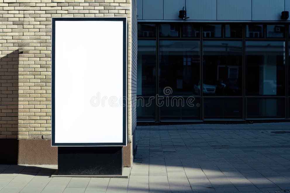Side View of a White Pylon Stand with a Brick Building. Generative AI ...