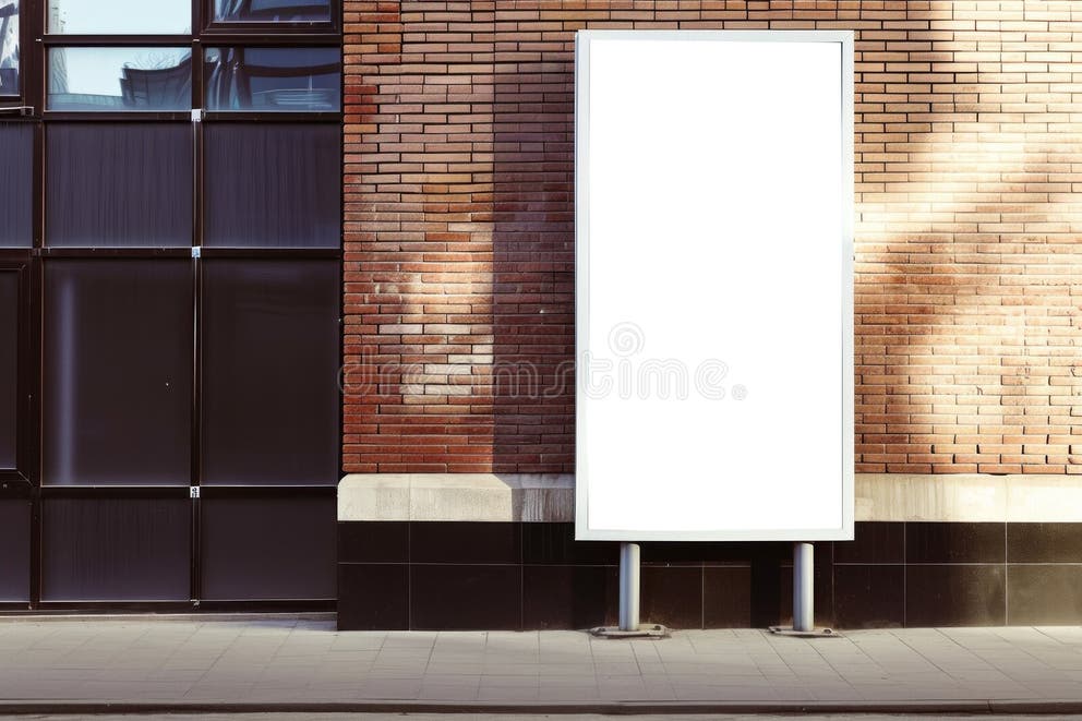 Side View of a White Pylon Stand with a Brick Building. Generative AI ...