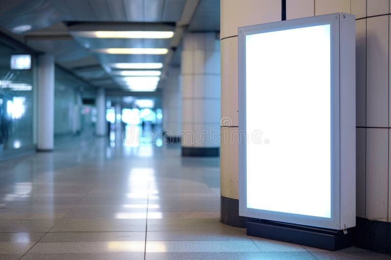 Side View of a White Pylon Stand in a Sky Scrapper Building. Generative ...