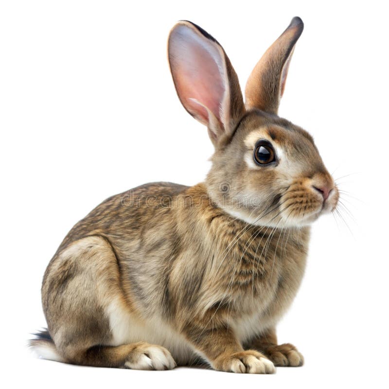 Side View of a White Rabbit Against a White Background Stock ...