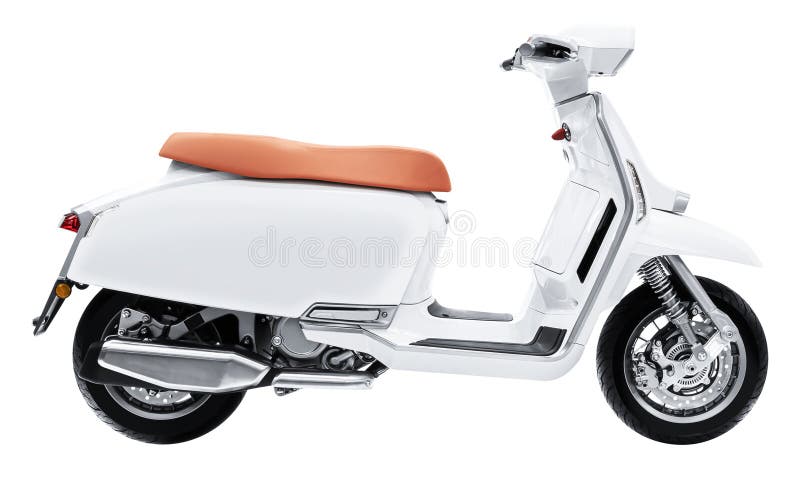 Side View White Retro Scooter Isolated on White Background with ...
