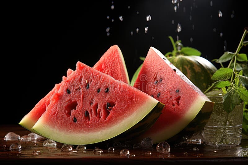 Side View of White Sliced ??watermelon and Grunge Ba Stock Illustration ...