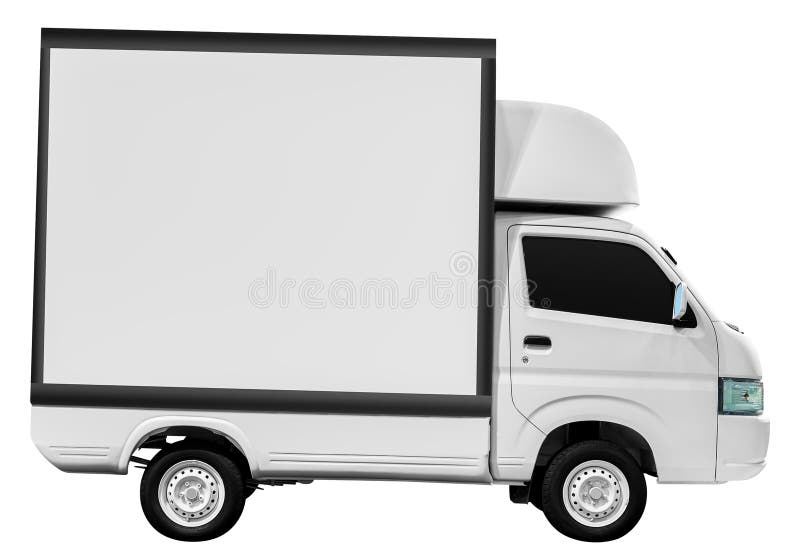 Side View White Small Refrigerated Truck Isolated on White Background ...